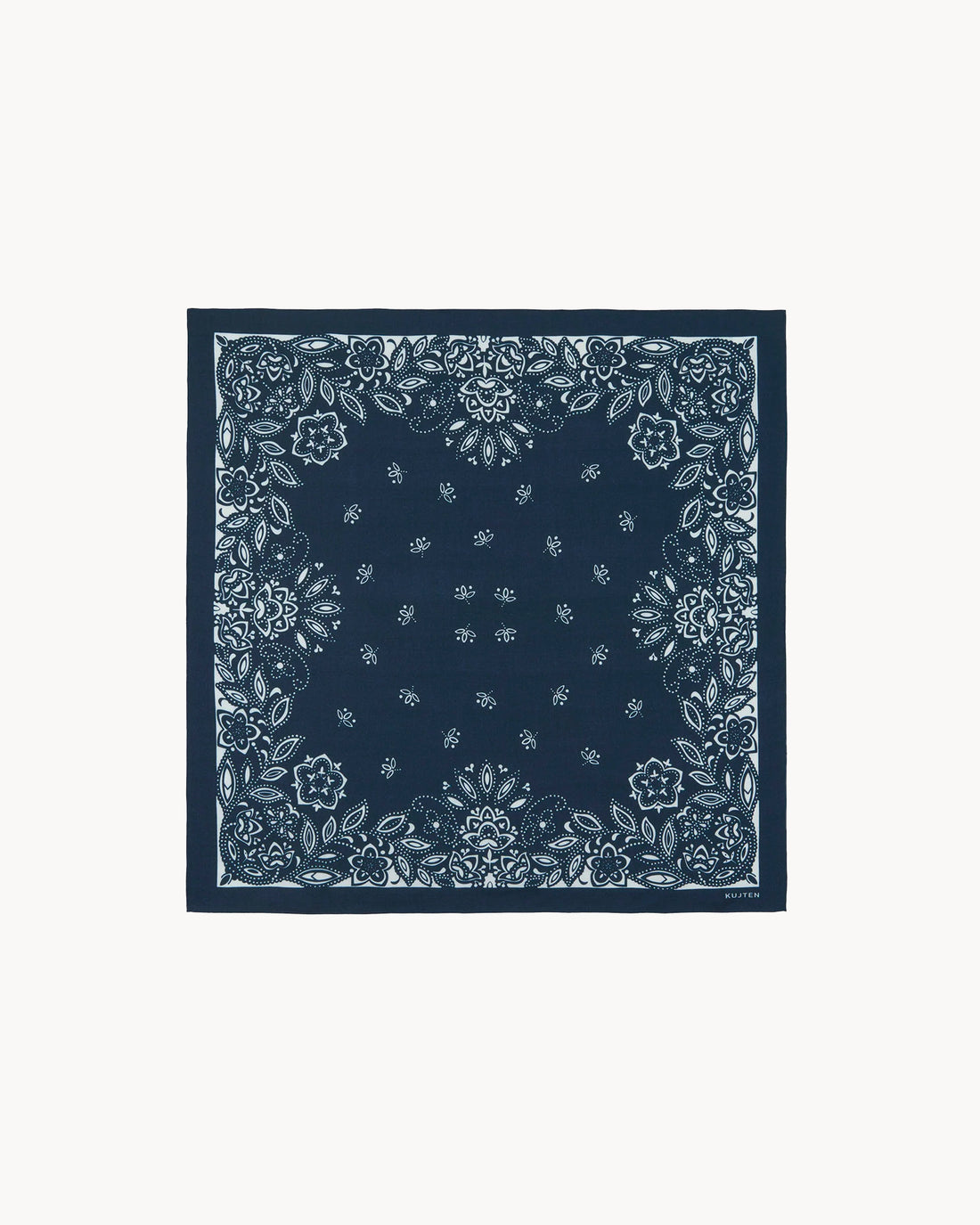 Small Silk-Cashmere Bandana Dark Navy Blue | Kujten Cashmere