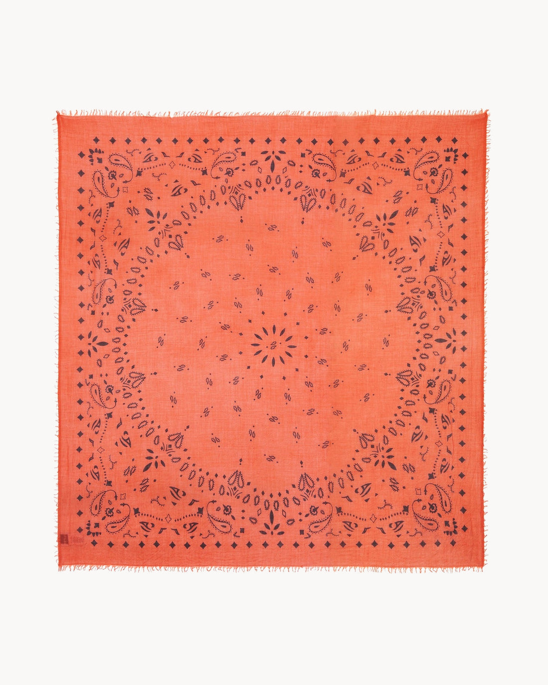 Red Orange Very Large Cashmere Bandana | Kujten Cashmere