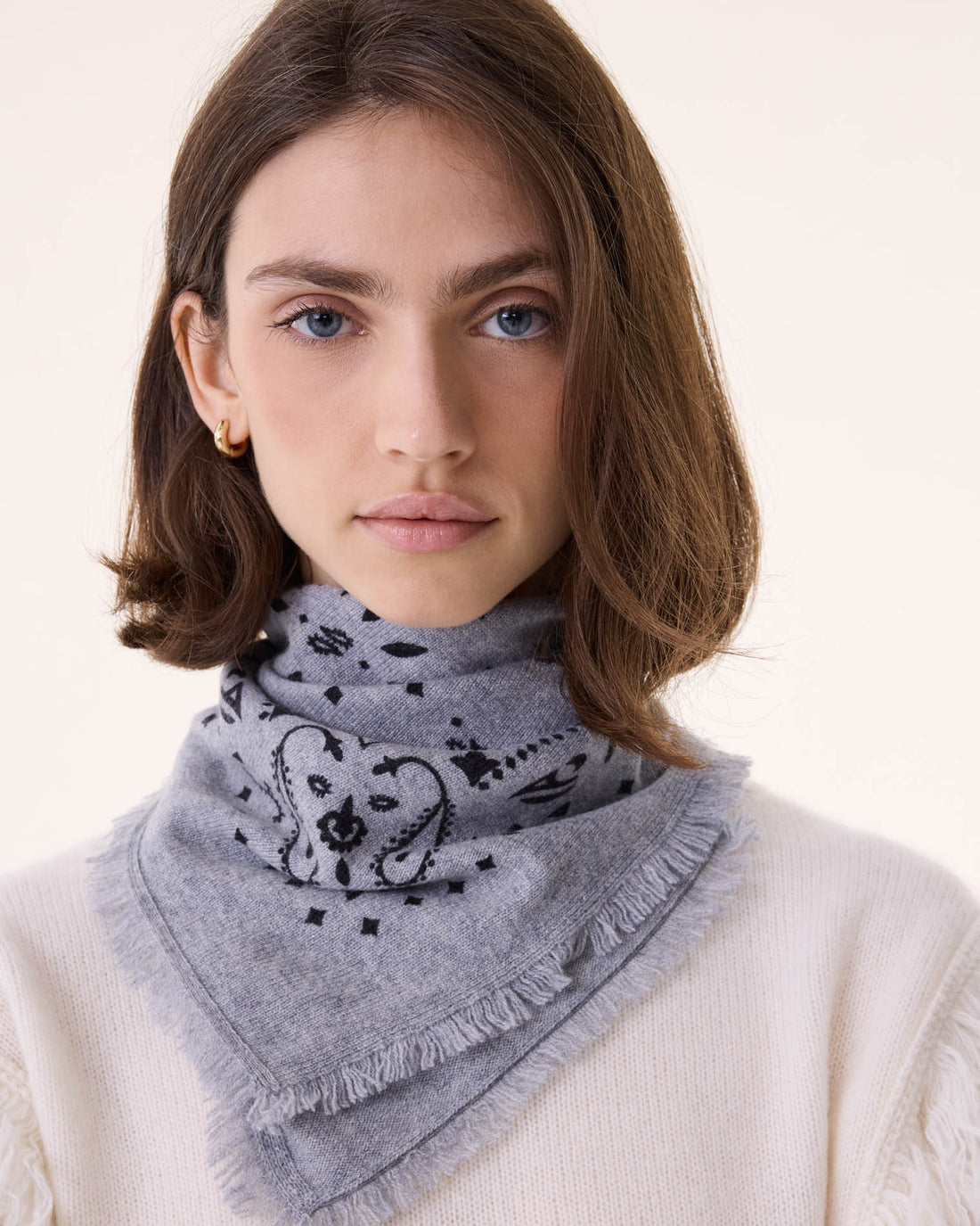 Petit Bandana Cachemire Gris Chiné | Kujten Cachemire