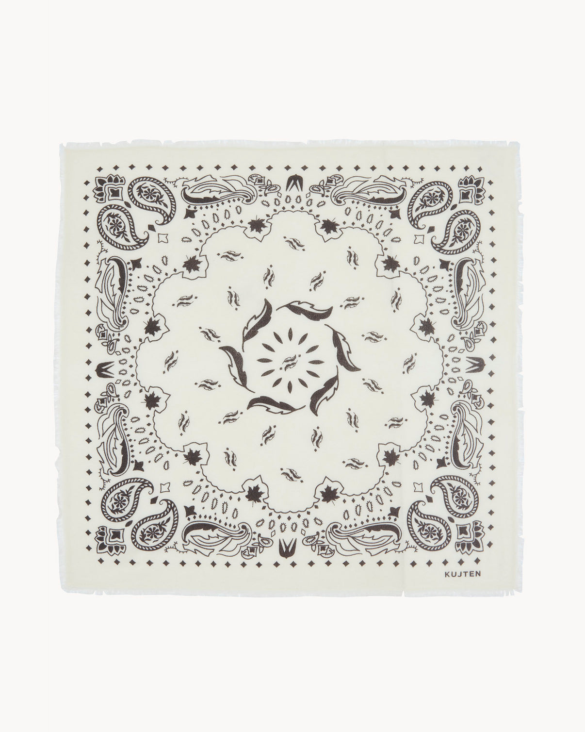 White Brown Cashmere Bandana | Kujten Cashmere
