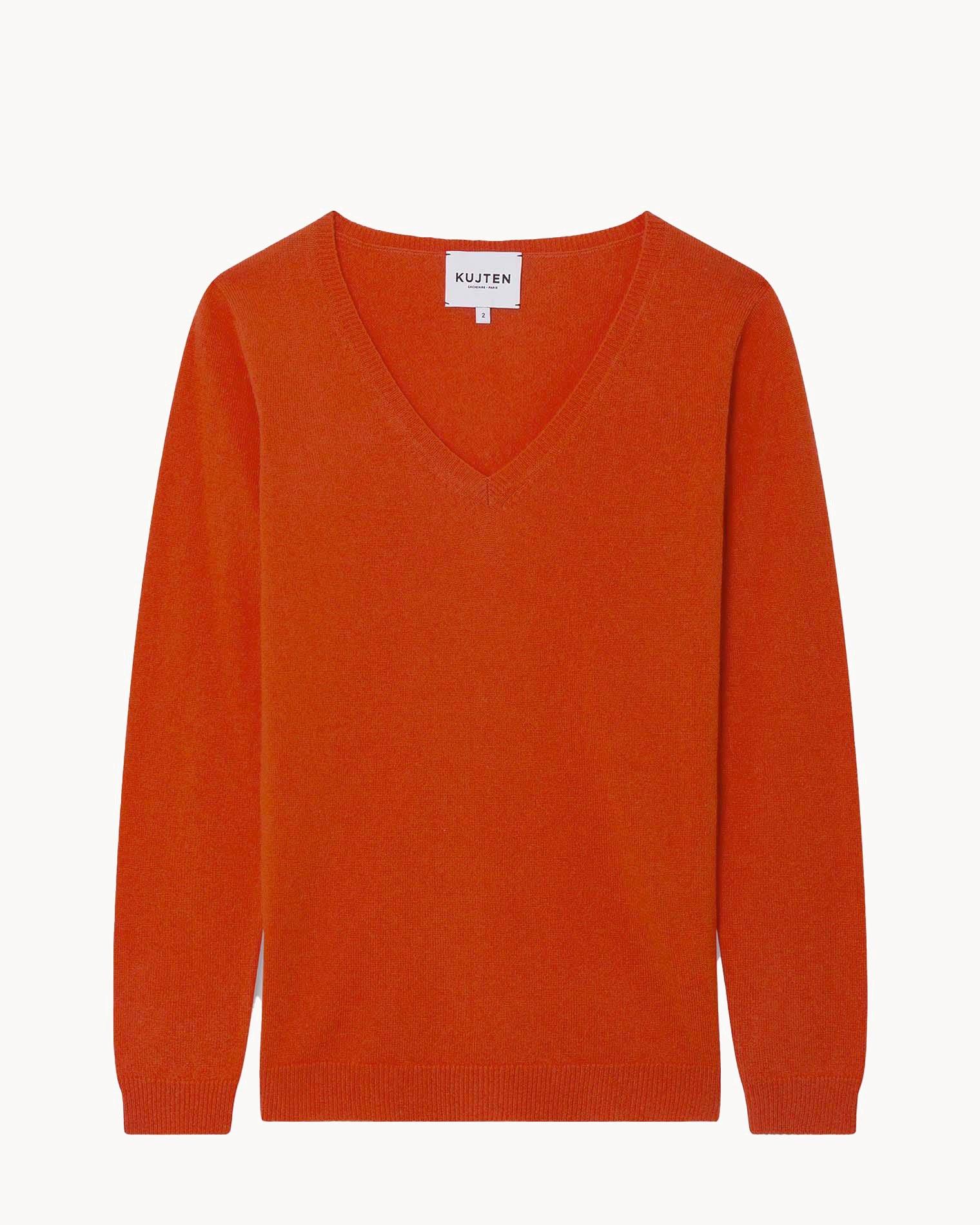 Rusty Red Women V-Neck Cashmere Sweater | Kujten Cashmere