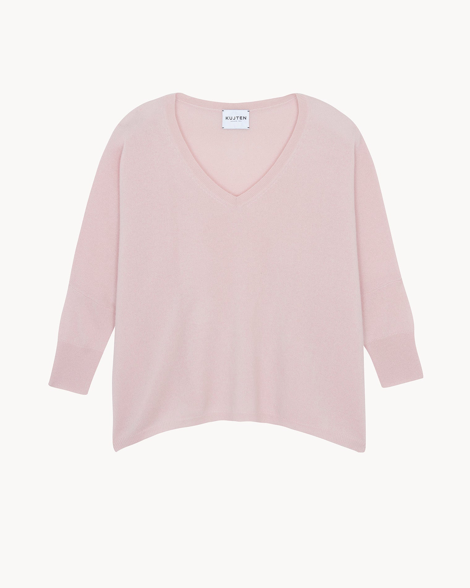 Women's Oversized V-Neck Cashmere Sweater in Skin | Kujten Cashmere
